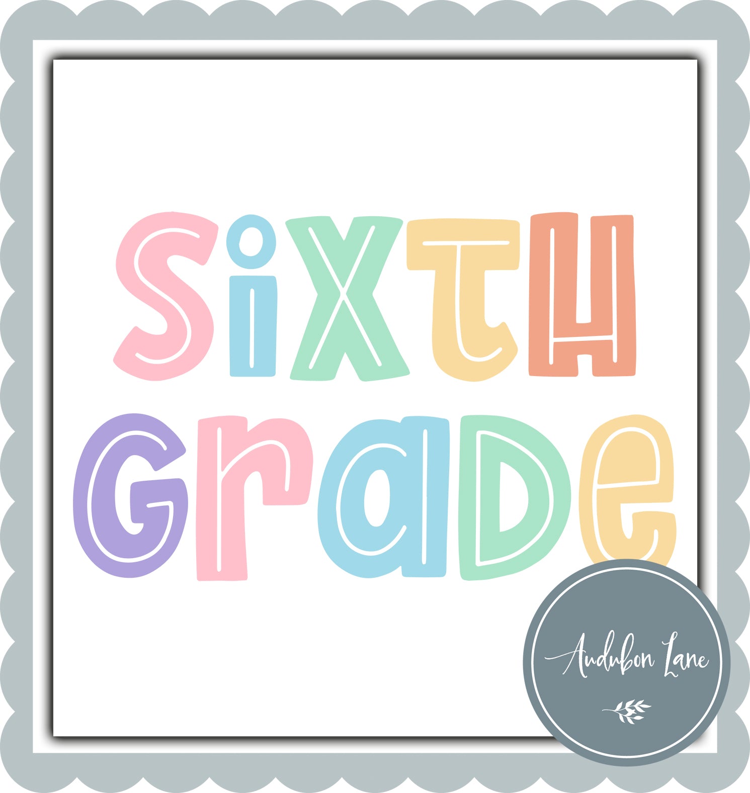 Sixth Grade Split Letter Pastel Color Letters Ready To Press DTF Direc ...
